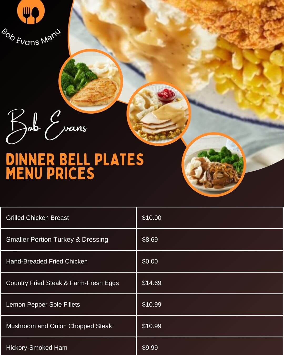 Bob Evans Dinner Bell Plates Menu Prices - Updated July 2025